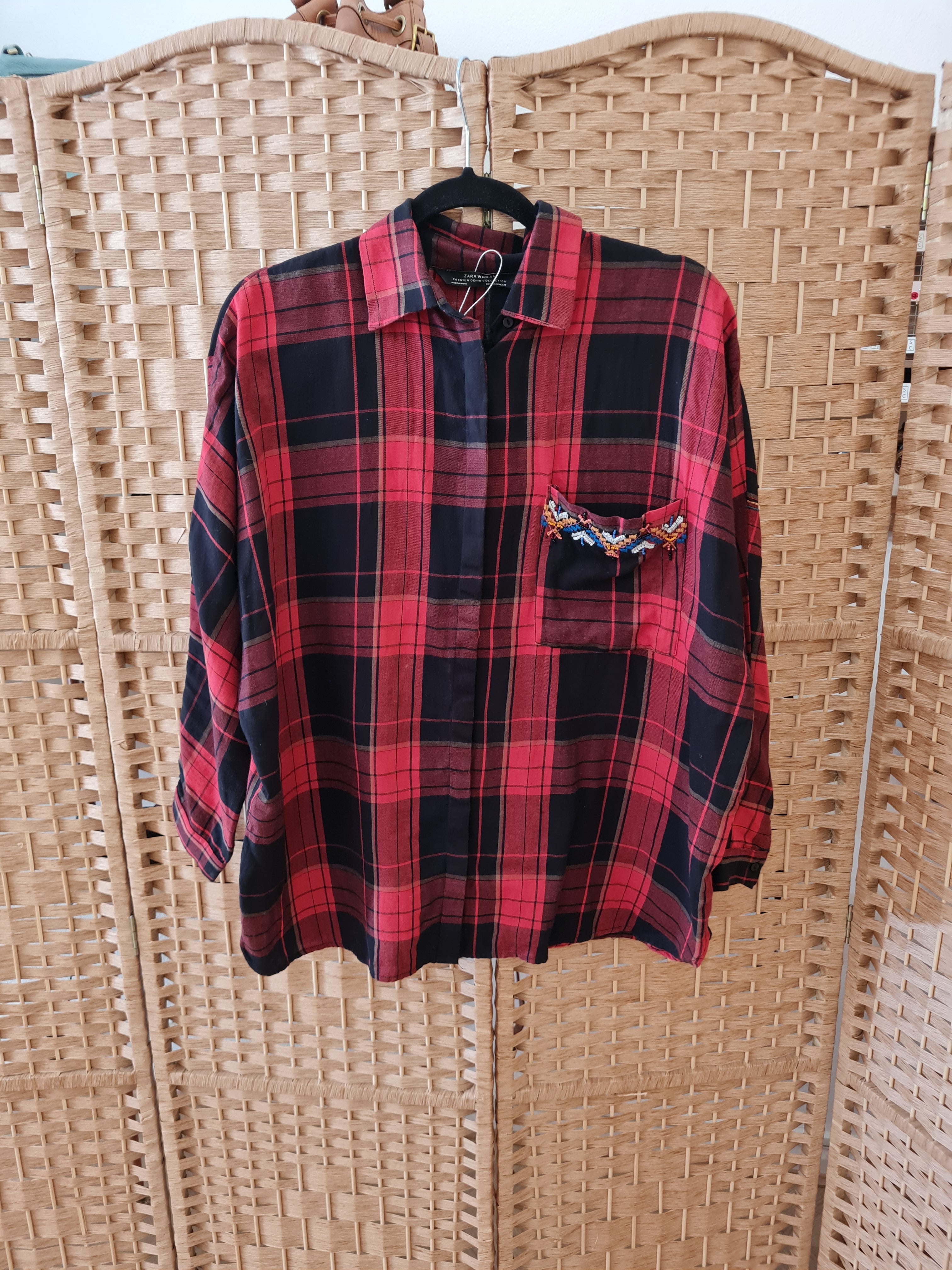 Zara Red Check Aztec Shirt M – The Wardrobe